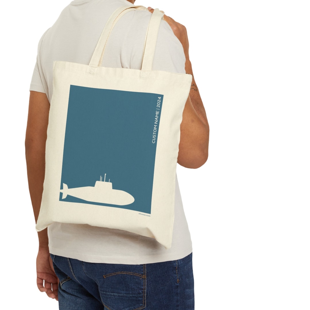 Minimalistic Submarine Carrier Bag, Personalized Cotton Canvas Tote Bag ...