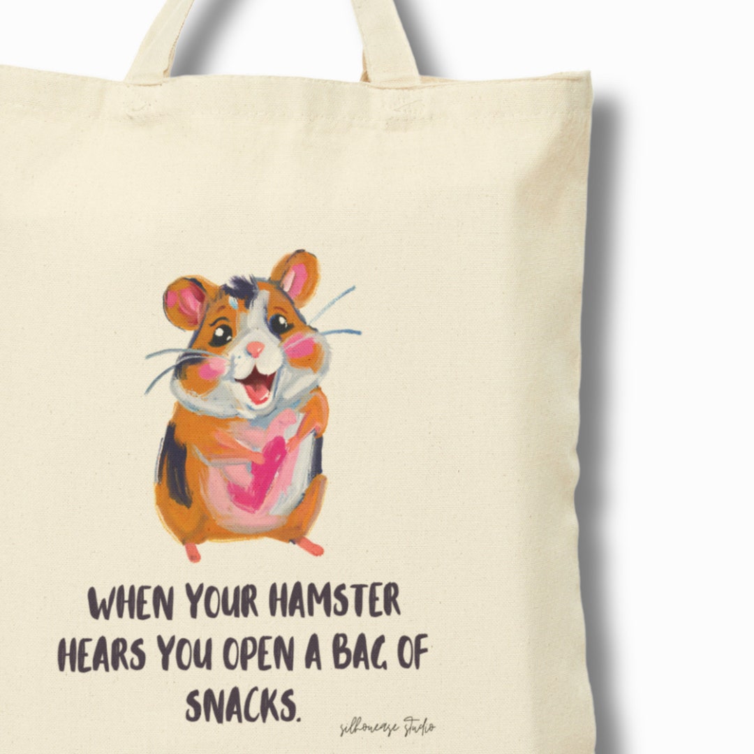 Funny Cute Hamster Tote Bag, Eco Friendly Cotton Canvas Bag, Hamster ...