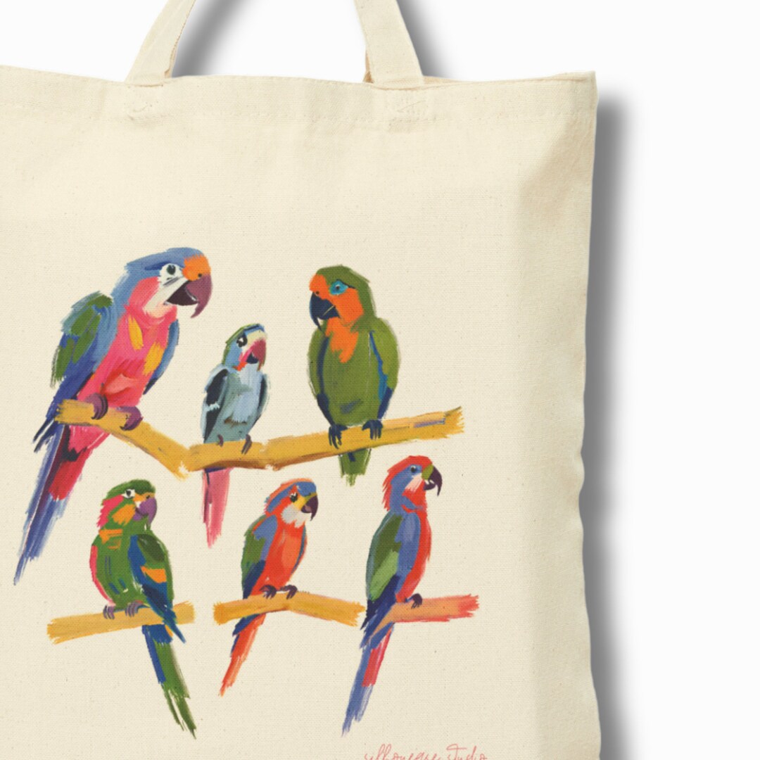 Cute Parrot Bag for Best Friend, Bird Gift Ideas, Cotton Canvas ...