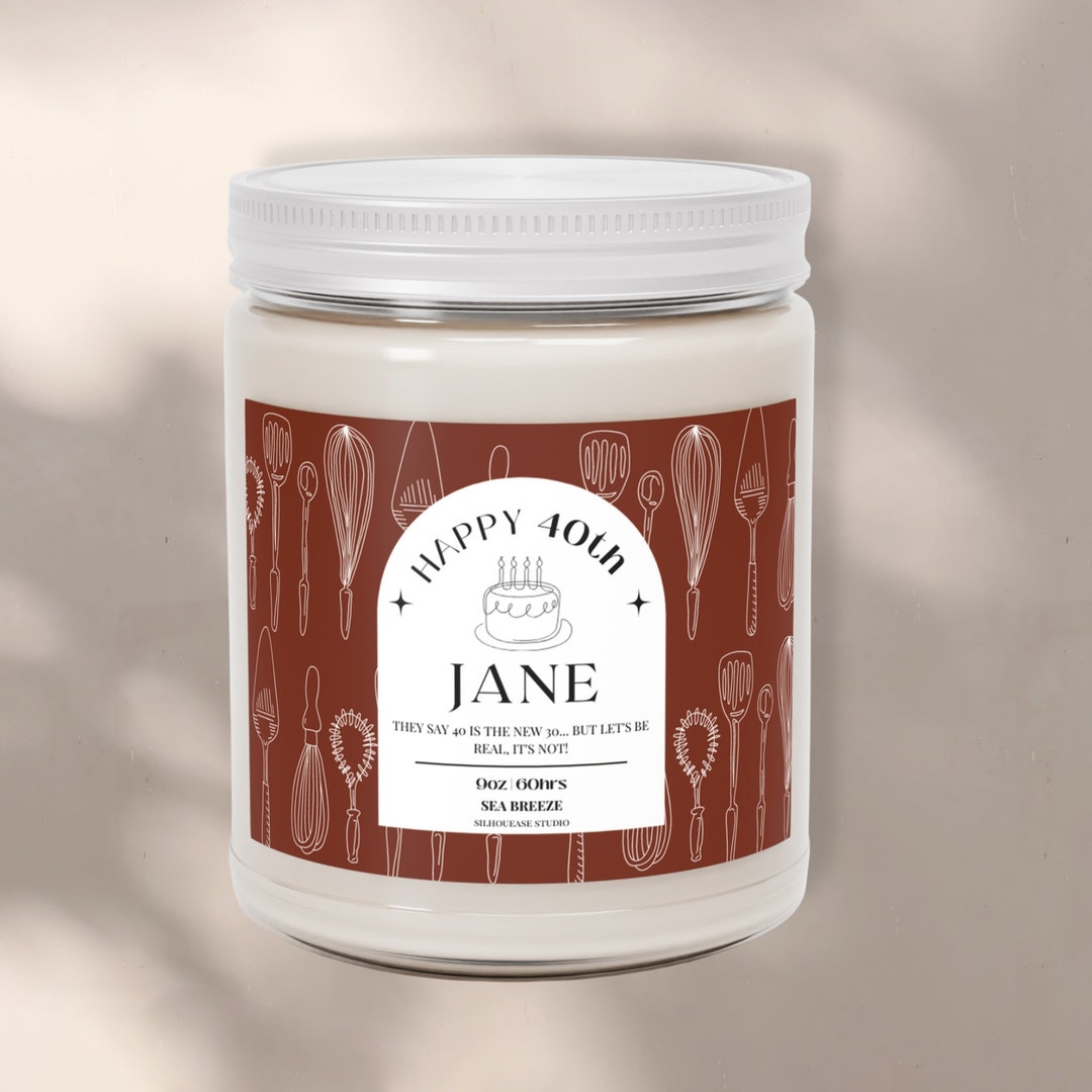 40th Birthday Candle Gift for Baker, Personalized 40th Bday Candle ...