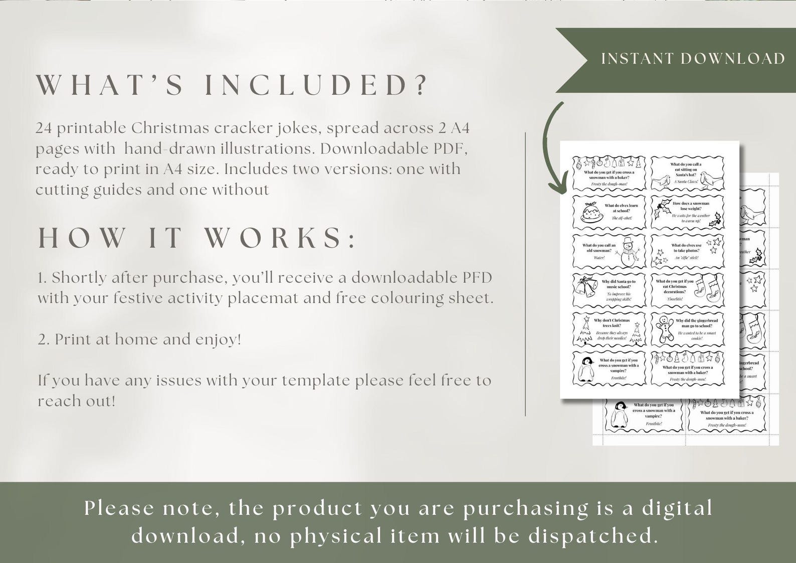 24 Christmas Cracker Jokes | Hand-drawn Graphics | Printable Christmas ...