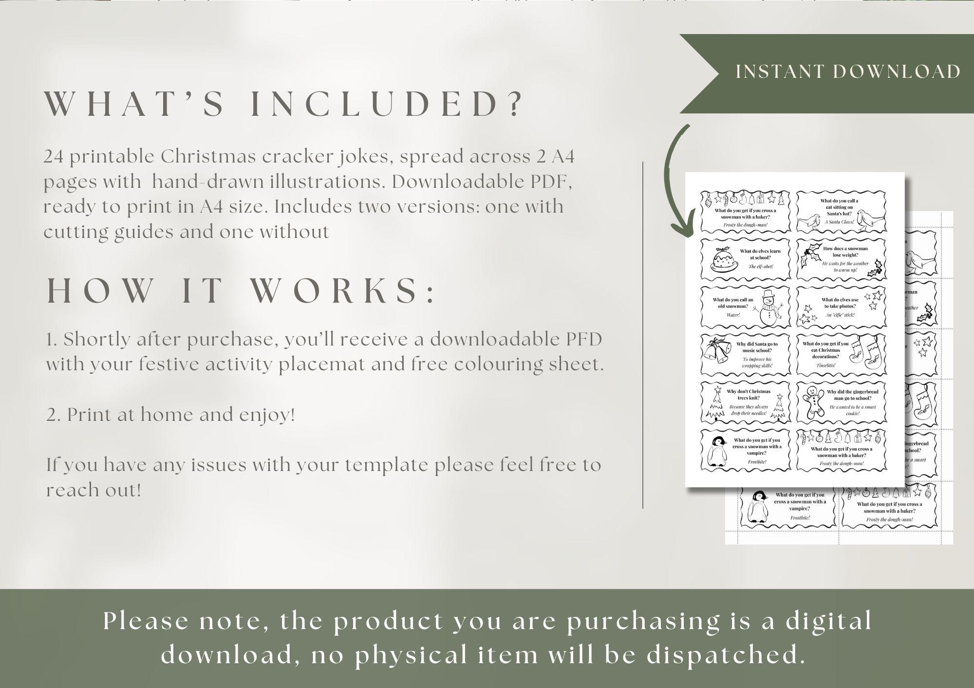 24 Christmas Cracker Jokes | Hand-drawn Graphics | Printable Christmas ...