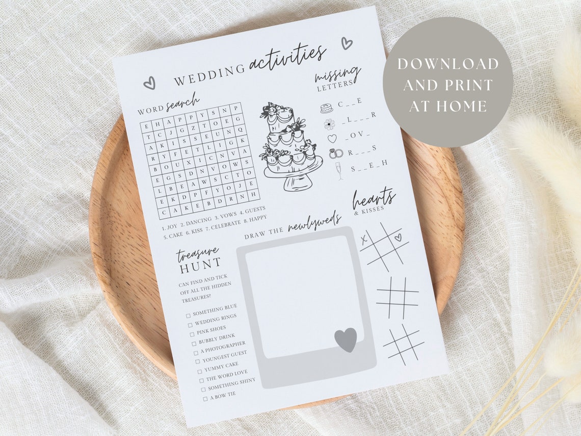 Modern Children's Wedding Activity Sheet INSTANT Download and Print at ...