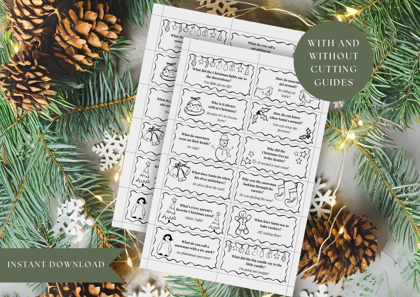 24 Christmas Cracker Jokes | Hand-drawn Graphics | Printable Christmas ...