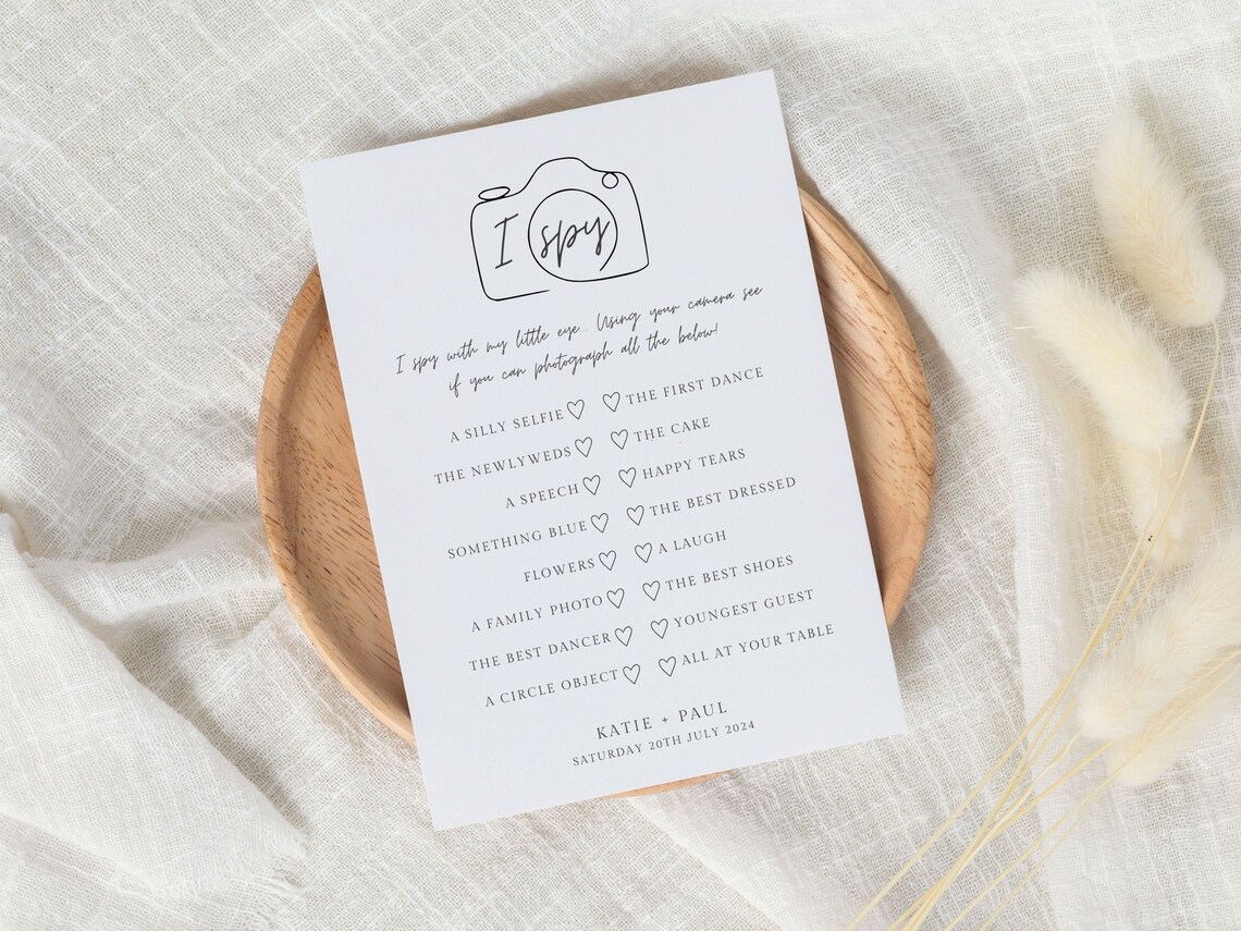 Modern Wedding I Spy Game Template Minimalist Wedding I Spy Game ...