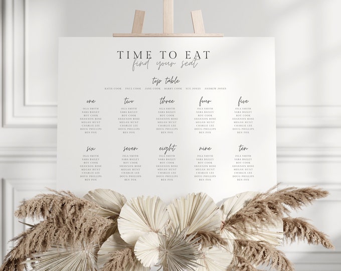 Modern Wedding Seating Plan Template | Minimalist Seating Chart ...