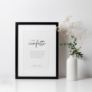 Modern Wedding Confetti Sign Minimalist Wedding Confetti Sign Editable ...