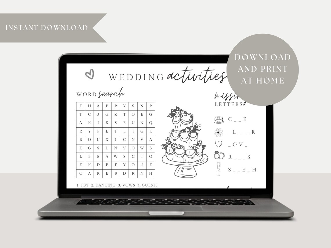 Modern Children's Wedding Activity Sheet | INSTANT Download and Print ...
