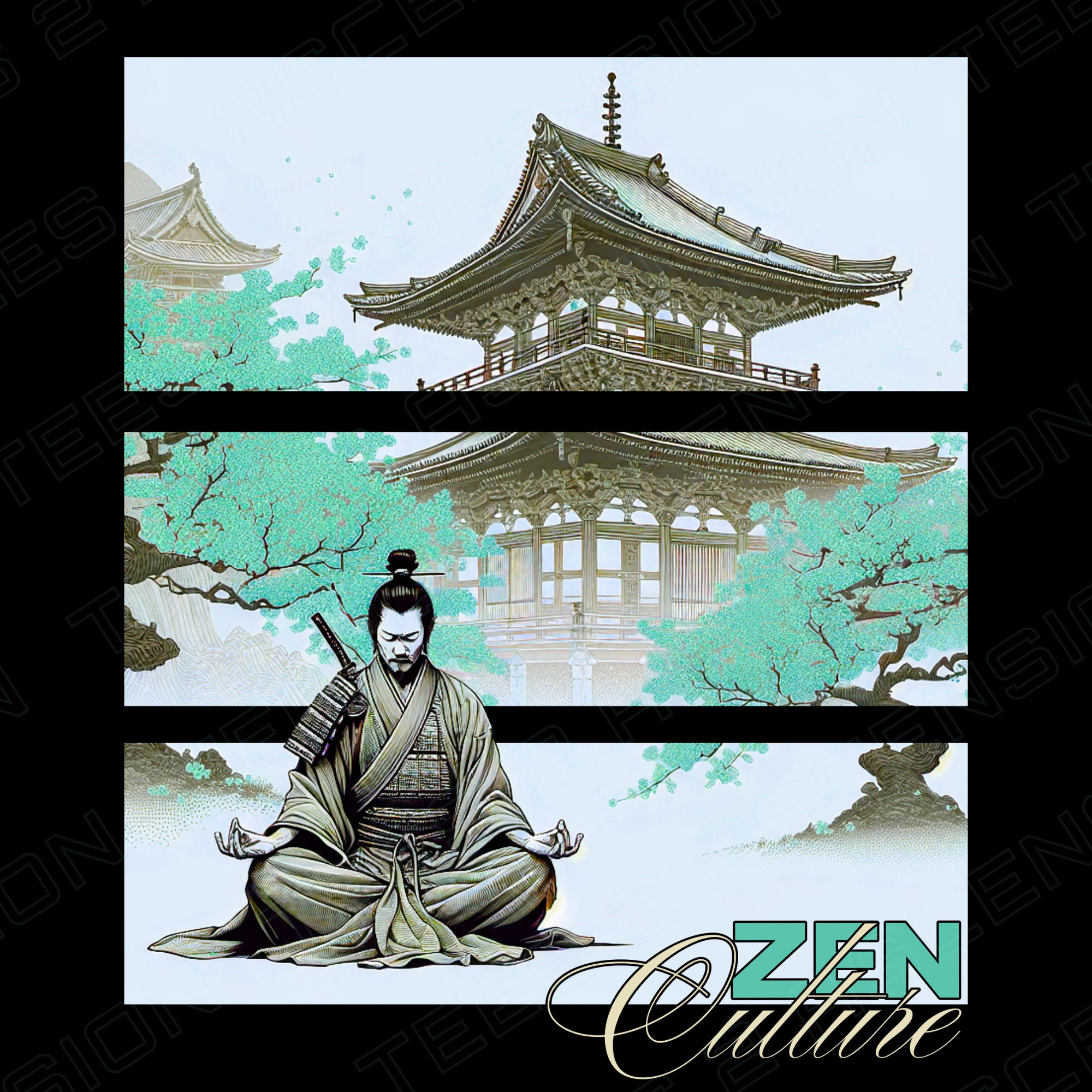 Zen Samurai T-shirt meditation buddhism japanese dzogchen zazen tao Te ...