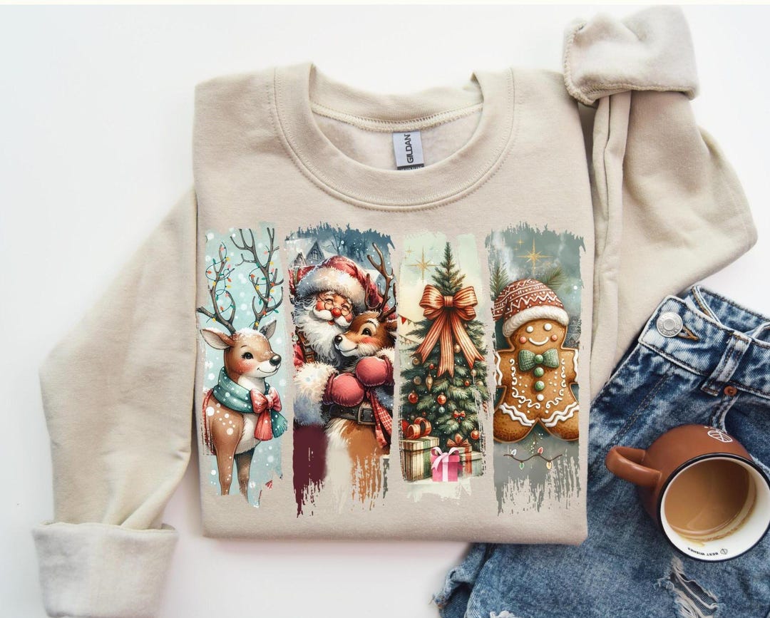 Retro Christmas Sweatshirt, Vintage Christmas Shirt, Santa Claus Shirt ...