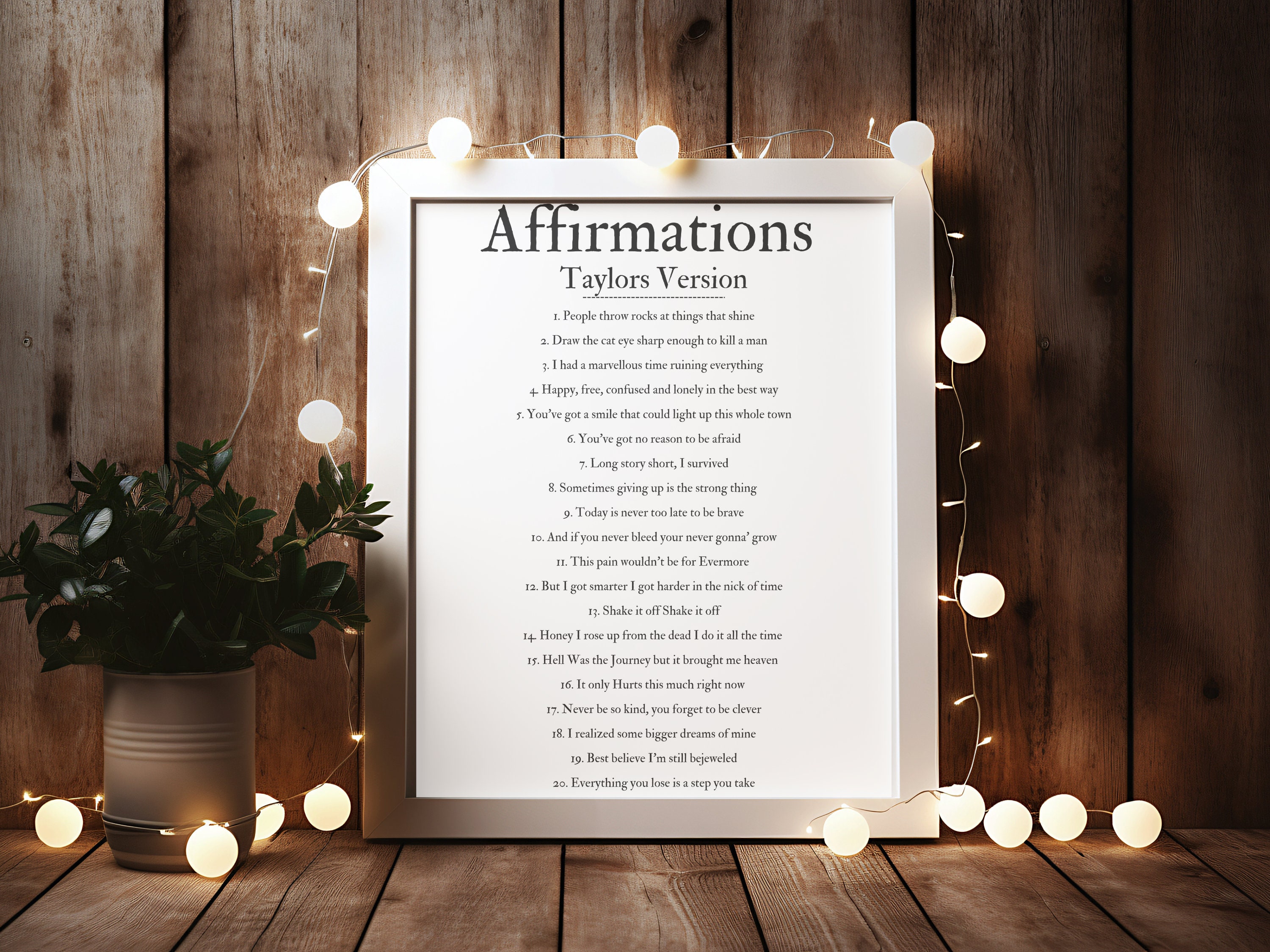 Taylor Swift Affirmations, Fan Art Poster Taylor Swift Lyric Poster ...