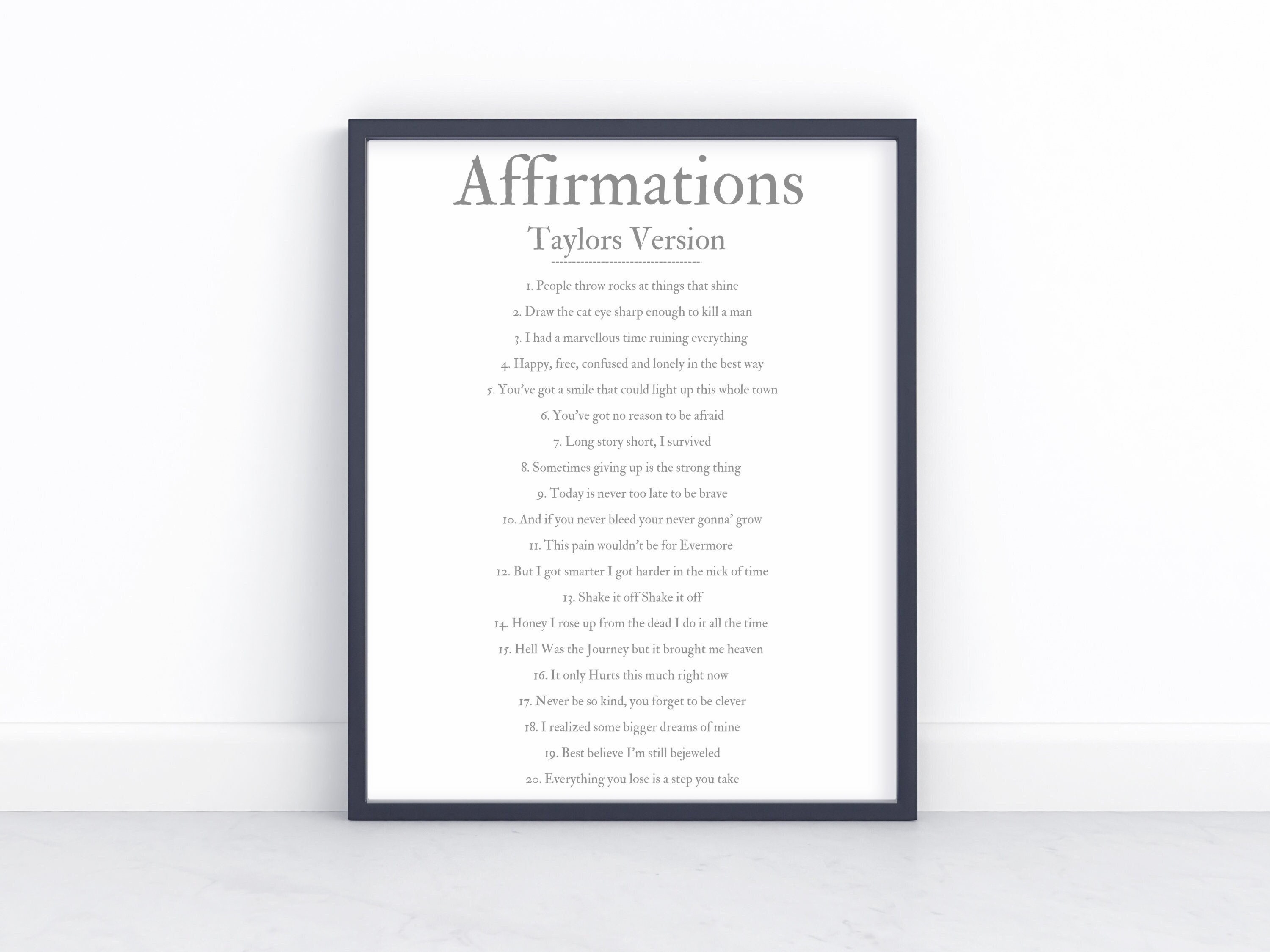 Taylor Swift Affirmations Fan Art Poster Taylor Swift Lyric - Etsy