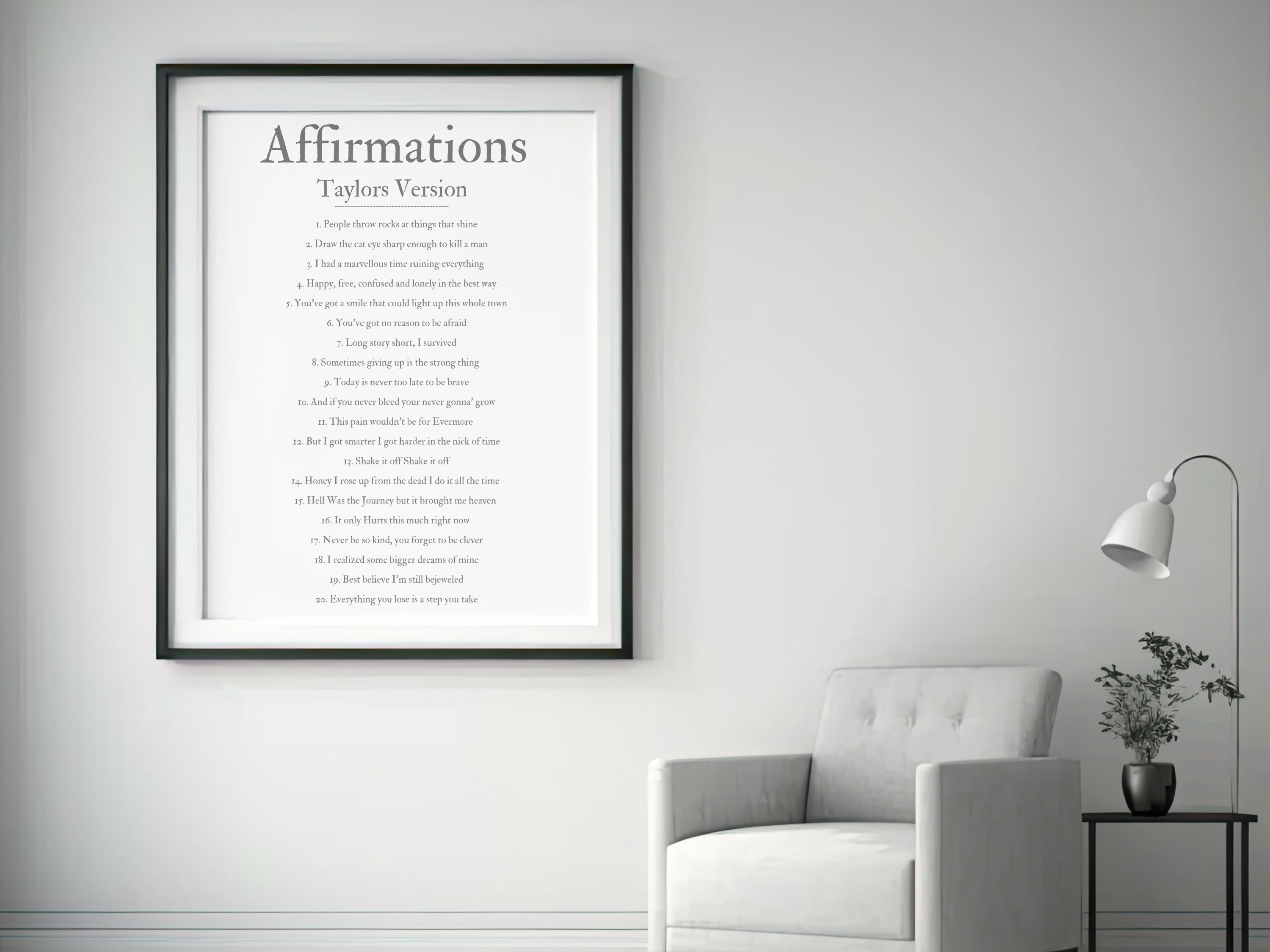 Taylor Swift Affirmations, Fan Art Poster Taylor Swift Lyric Poster ...