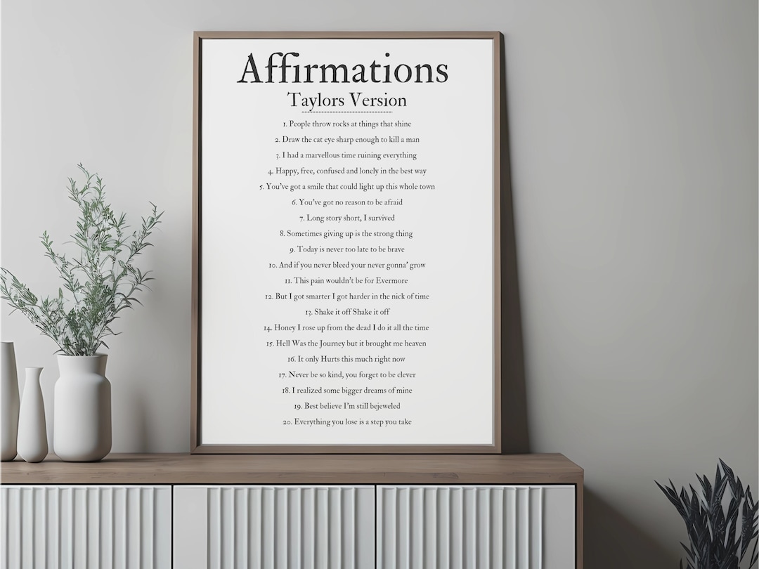 Taylor Swift Affirmations Fan Art Poster Taylor Swift Lyric - Etsy