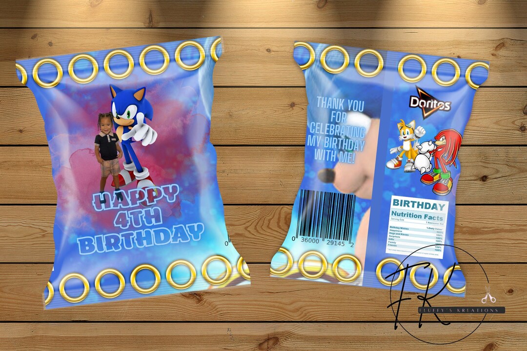 Sonic Custom Chip Bag for Any Occasion Party Treat DIGITAL - Etsy