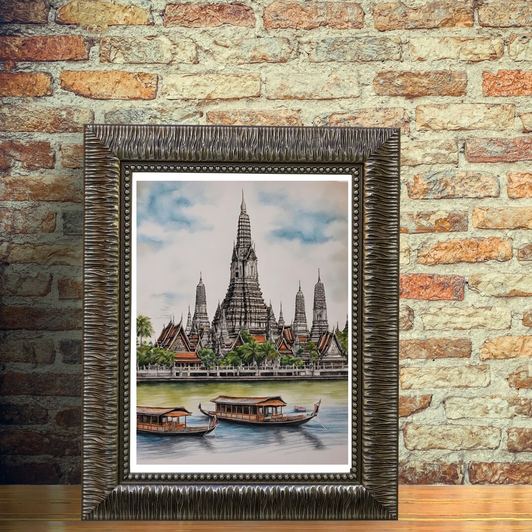 Digital Wall Art, Shading Pencil, Thailand, Tample, Sketch - Etsy