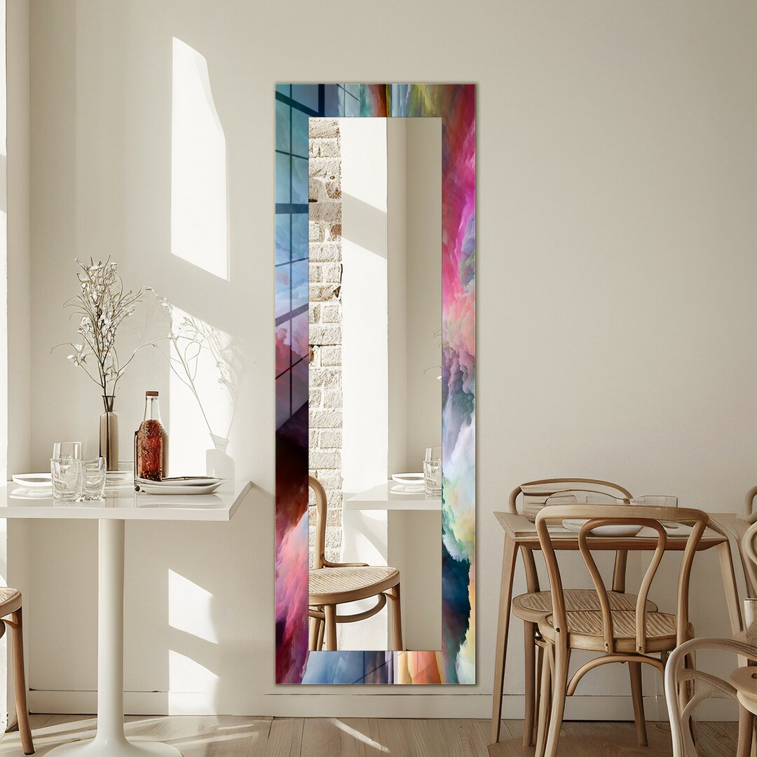 Large UV Printed Mirror – Modern Abstract Wall Decor, Polished Edges - Etsy