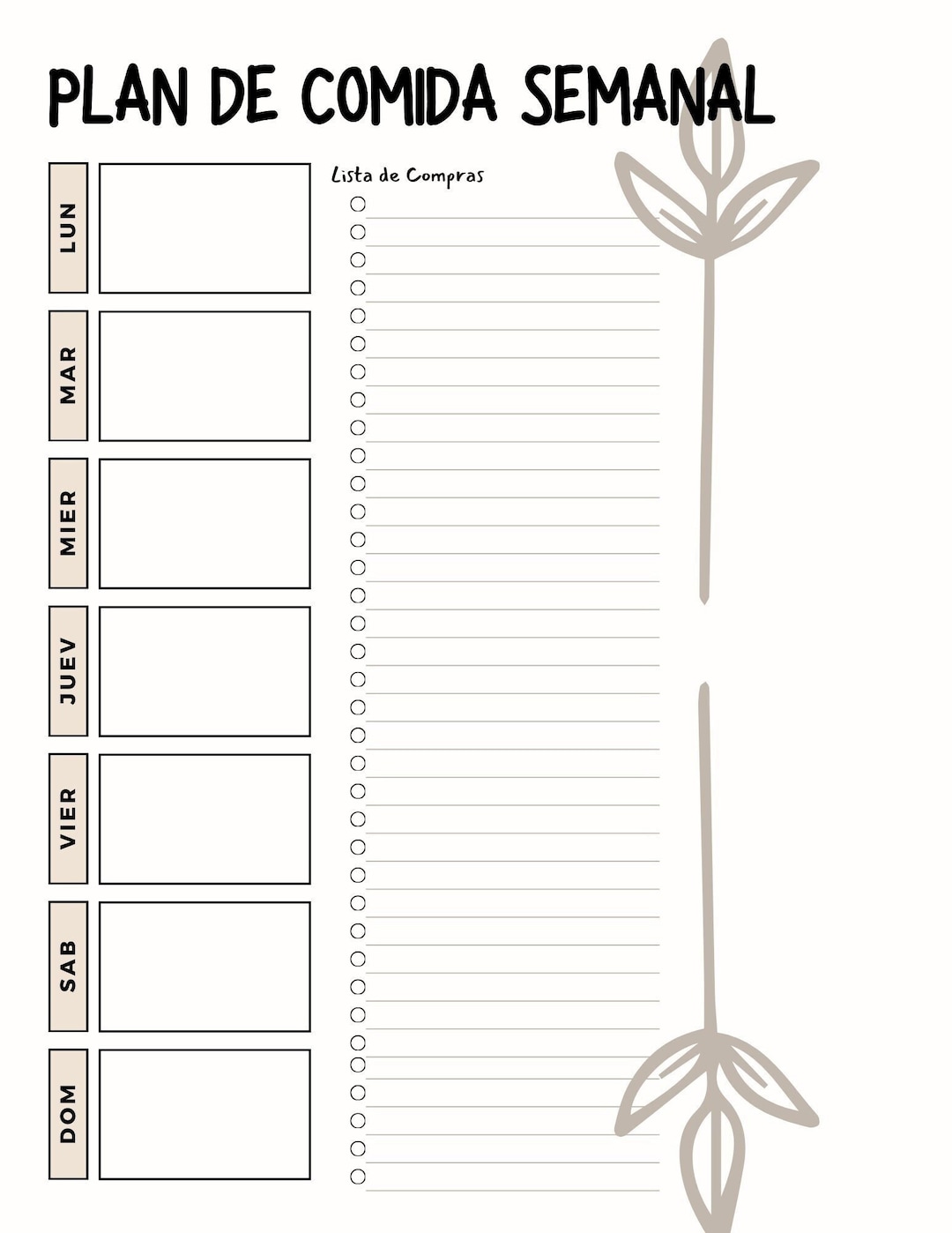 Plan De Comida Semanal Con Lista | Planification De Comida | Weekly ...