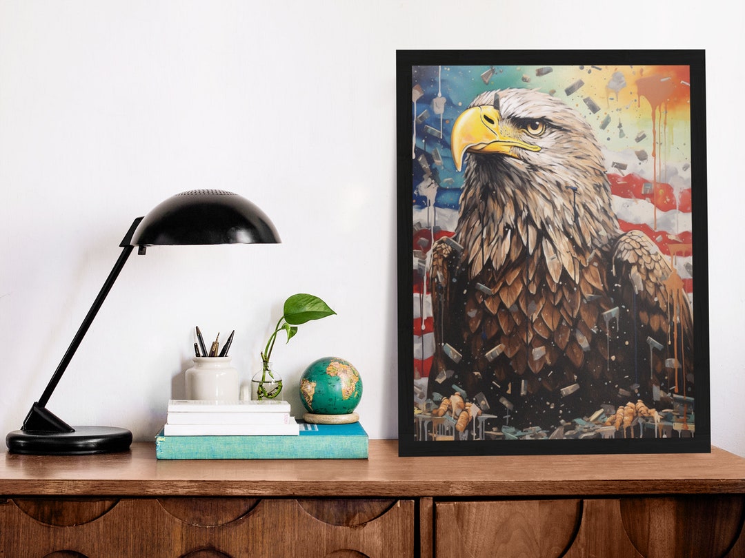 Bald American Eagle Painting Style Canvas Art - Etsy