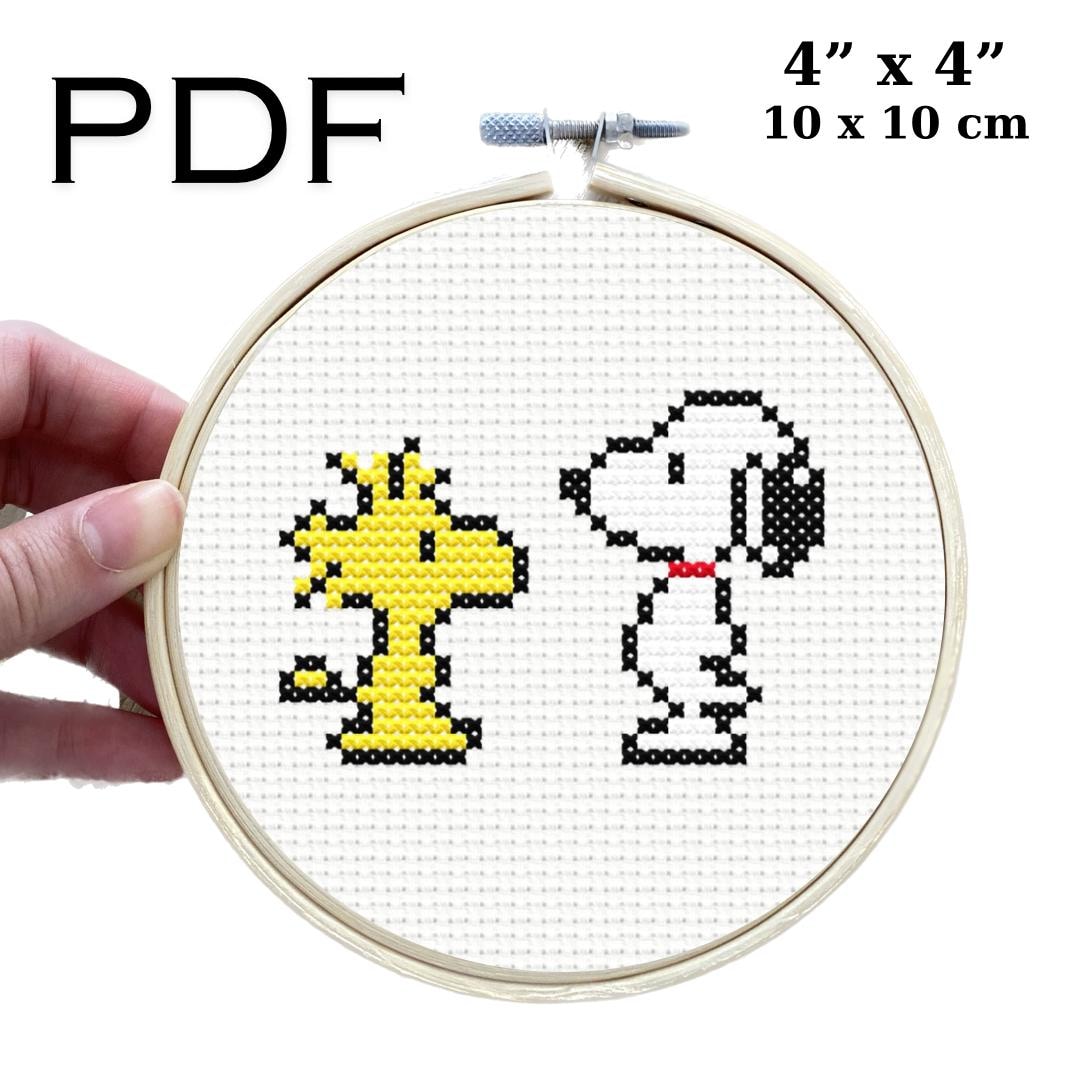Snoopy and Woodstock Cross Stitch Pattern for Beginners. Easy Cross ...