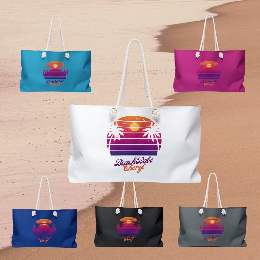 Personalized Large Beach Bag Custom Beach Bag Rope Handle Beach Bag ...