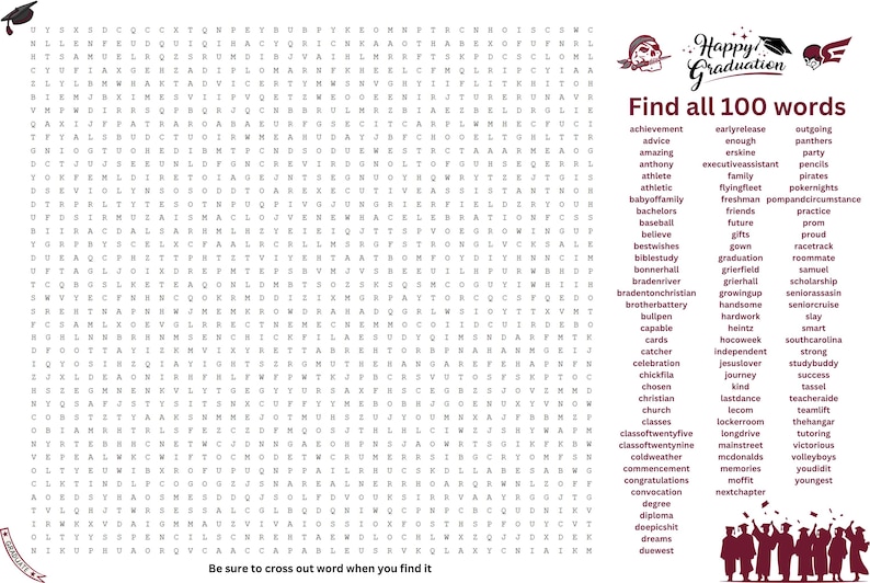 Custom Giant Word Search Puzzle | Giant Word Search | Custom Party ...