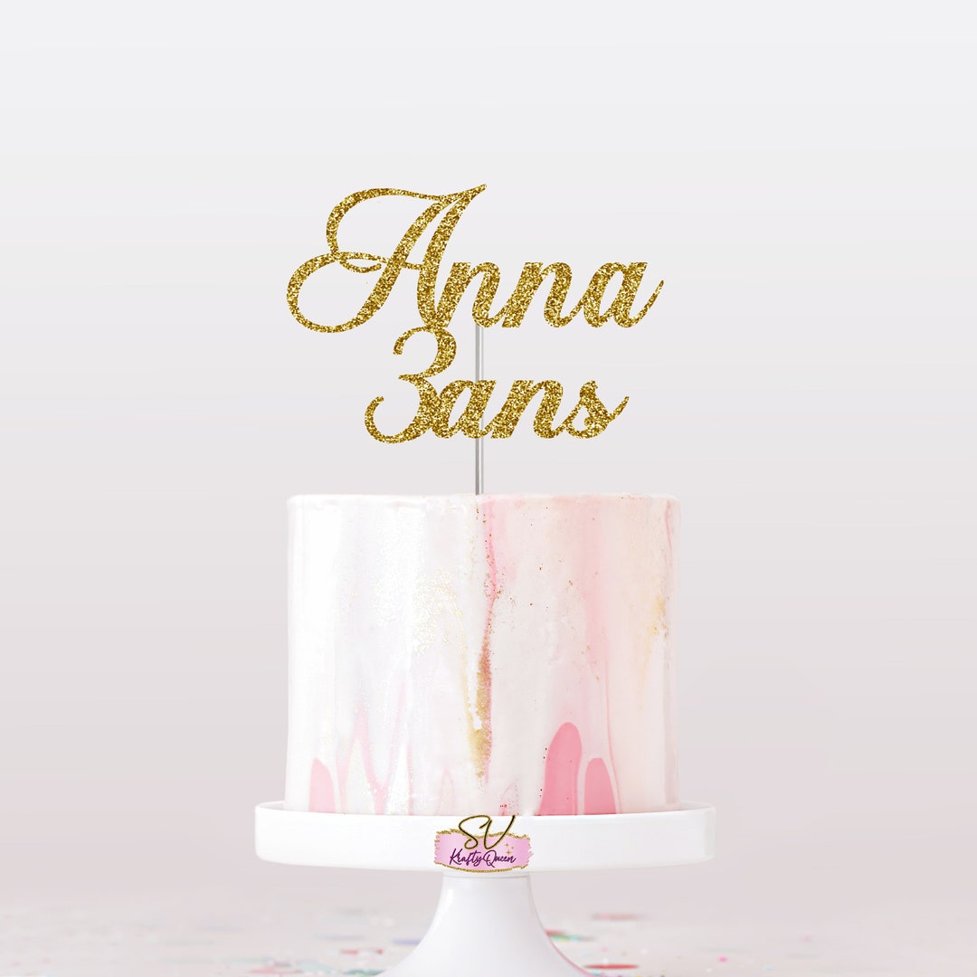 Personalized Cake Topper With First Name and Age - Etsy