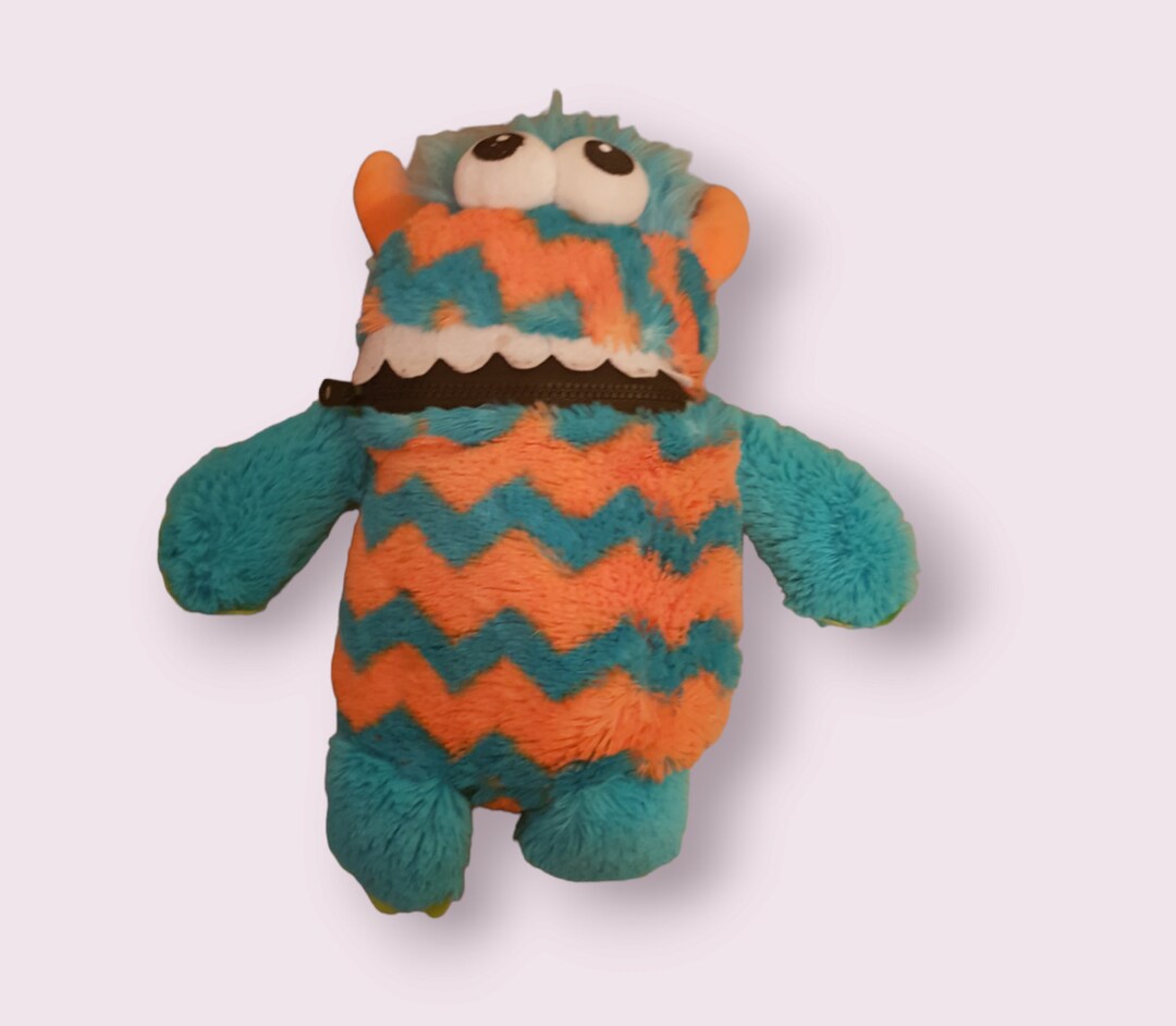 Gosh Worry Monster Blue & Orange Zipper Mouth Plush / Soft Toy - Etsy