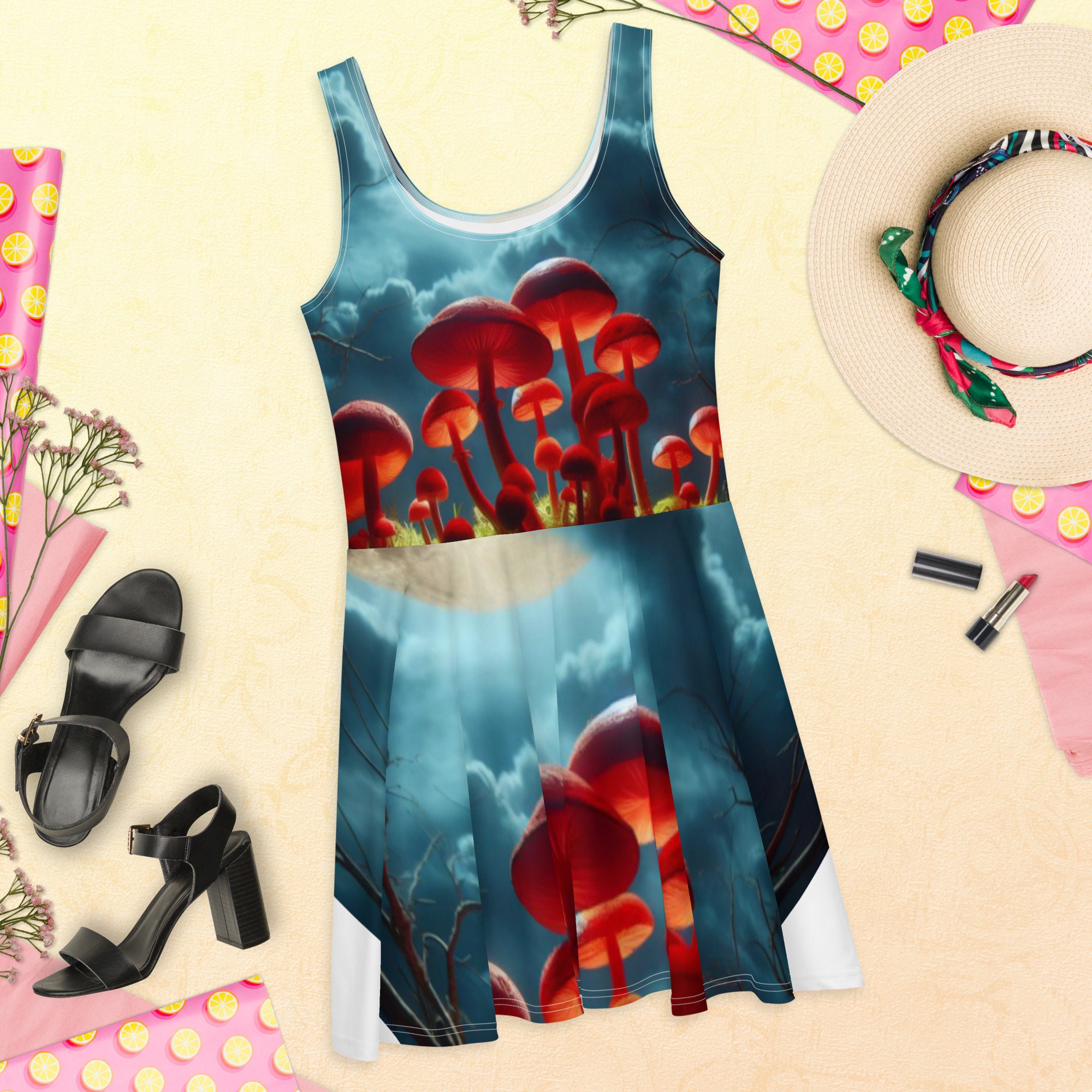 Ladies Trippy Magic Mushroom Dress, Trippy, Unique, Print, Psychedelic ...