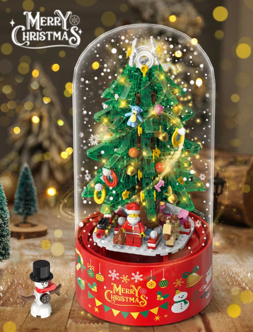 Merry Christmas Tree Building Blocks Toy Set With Light Snowy - Etsy