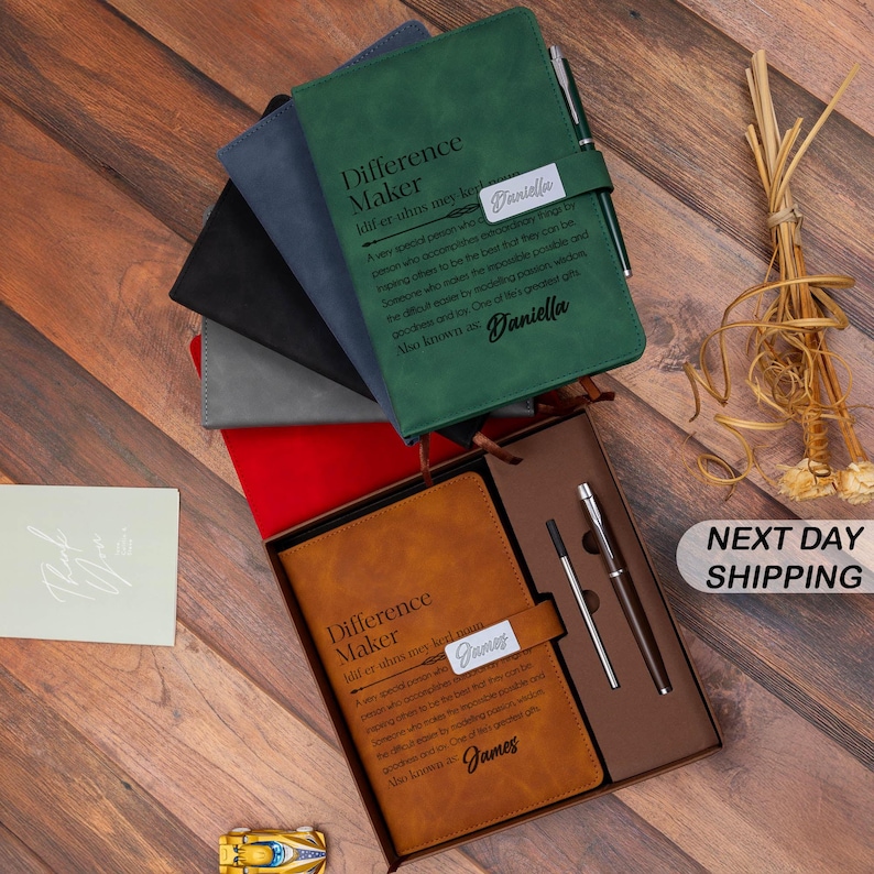 Custom Engraved Notebook With Pen, Personalized Difference Maker ...