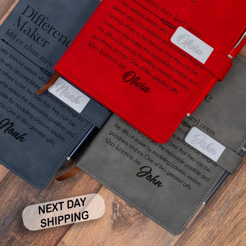 Custom Engraved Notebook With Pen, Personalized Difference Maker ...