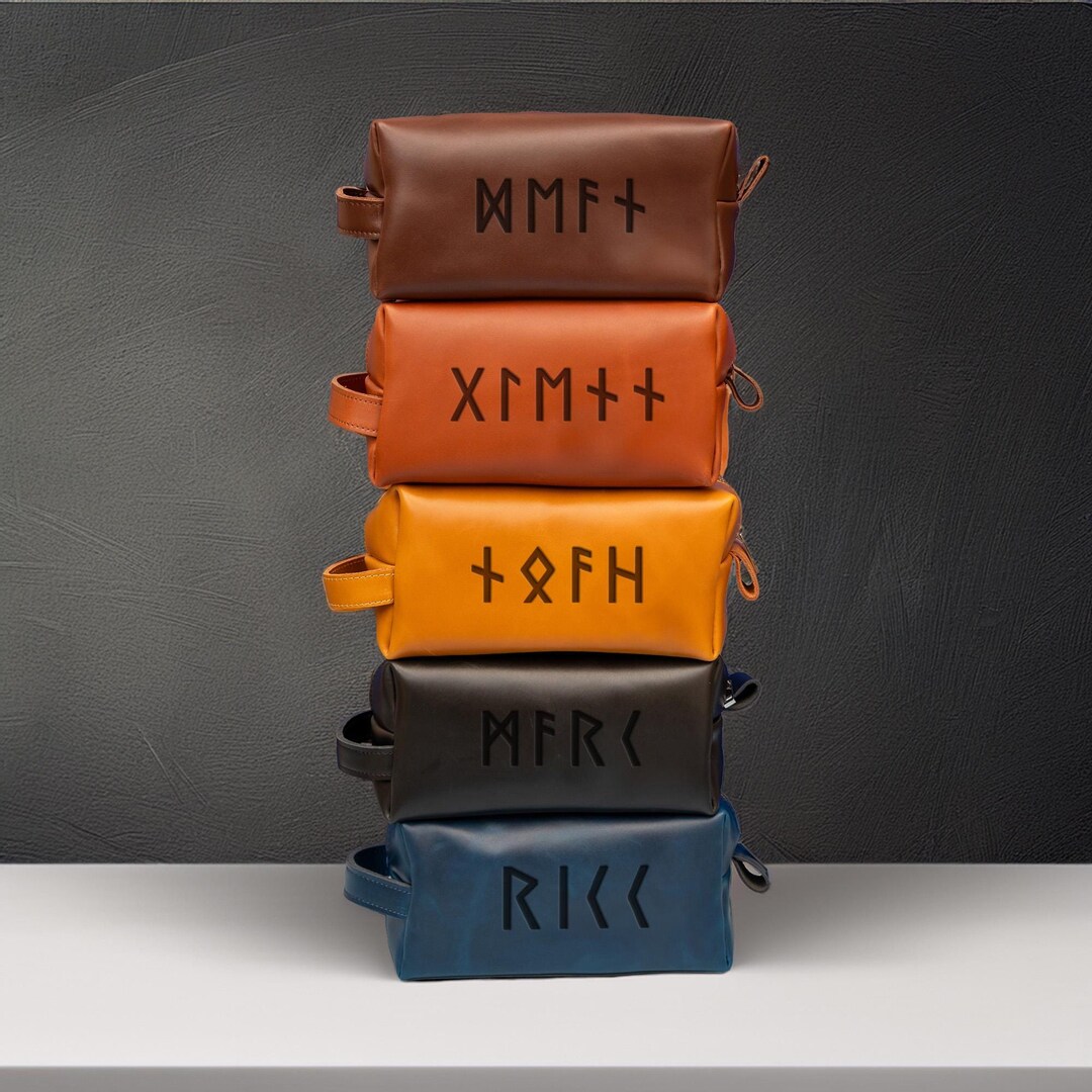 Laser Engraved Leather Travel Kit, Personalized Toiletry Bag for ...