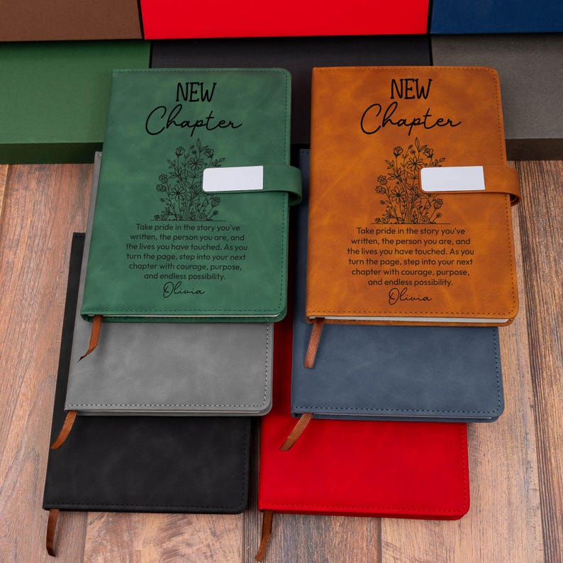 New Chapter Journal, Personalized Engraved Leather Notebook Set With ...