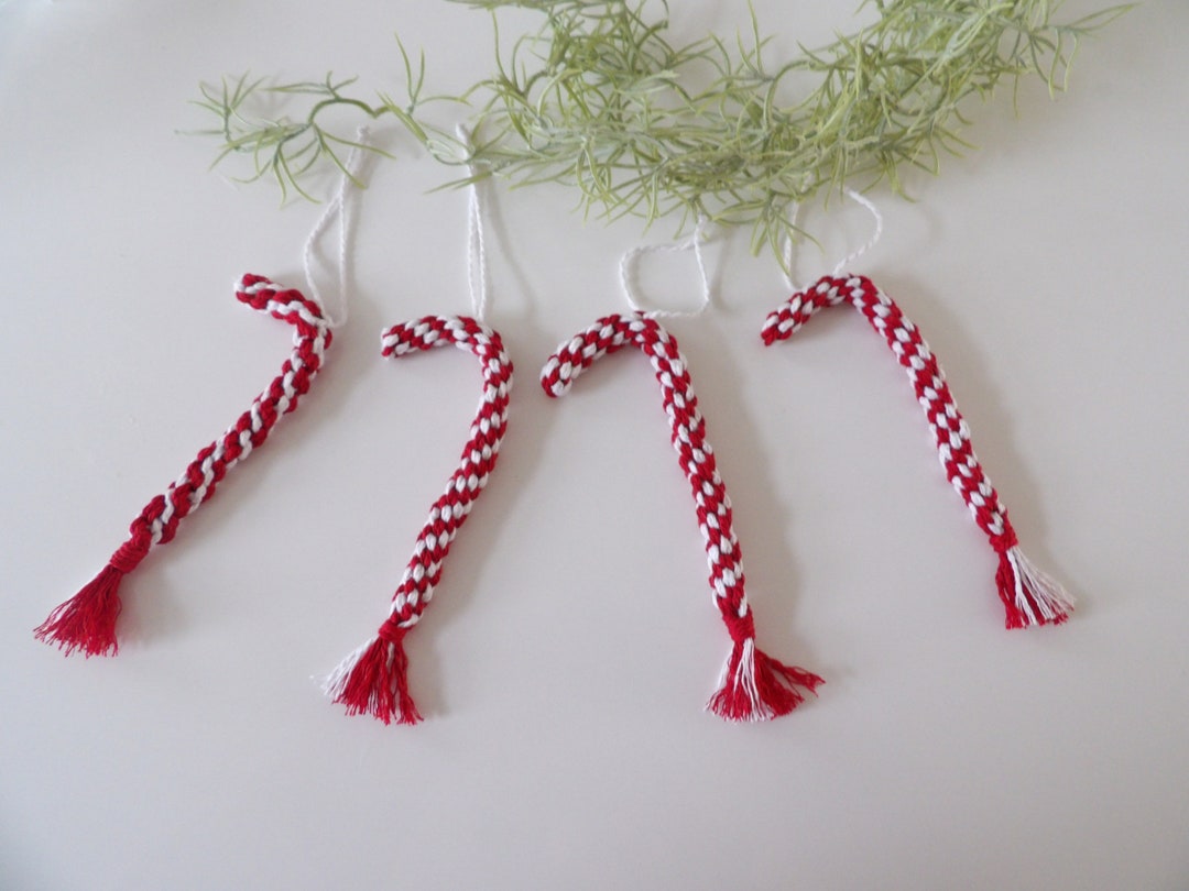 Sweet Knots: Handcrafted Macrame Candy Canes for Festive Decor - Etsy