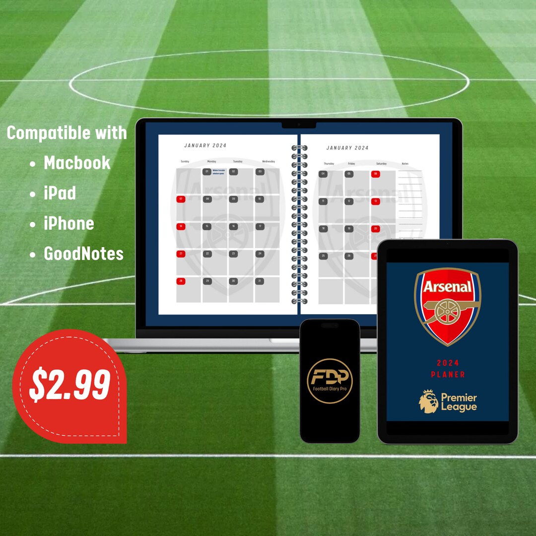 Arsenal Themed Football Diary, Planer, Notebook for Ipad, Iphone ...