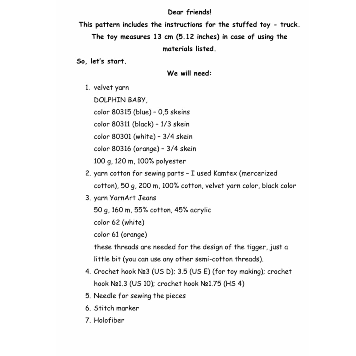 Crochet Pattern Truck / Funny Plush Toys / Velvet Truck / - Etsy