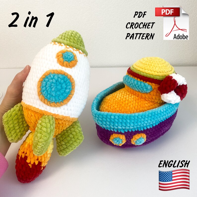 Crochet Pattern Transport / Funny Plush Spaceship / Crochet Design PDF ...
