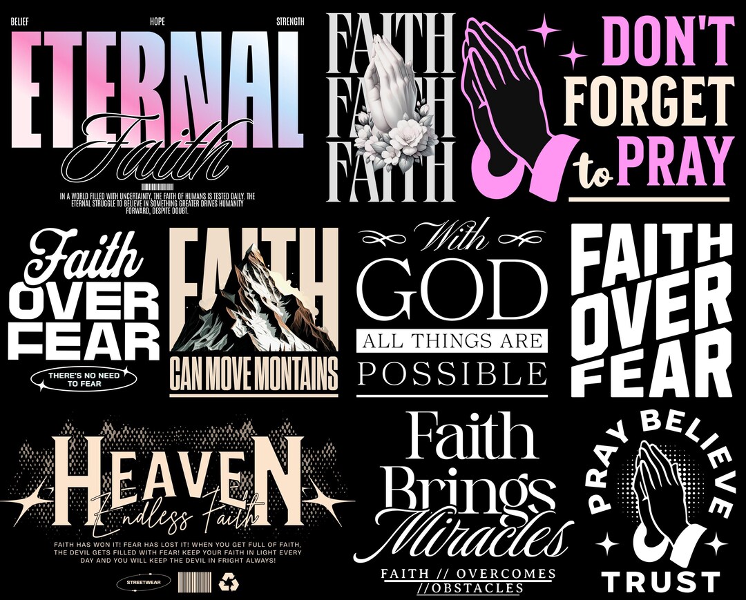 Faith Over Fear PNG Bundle | Christian Streetwear Designs (digital ...