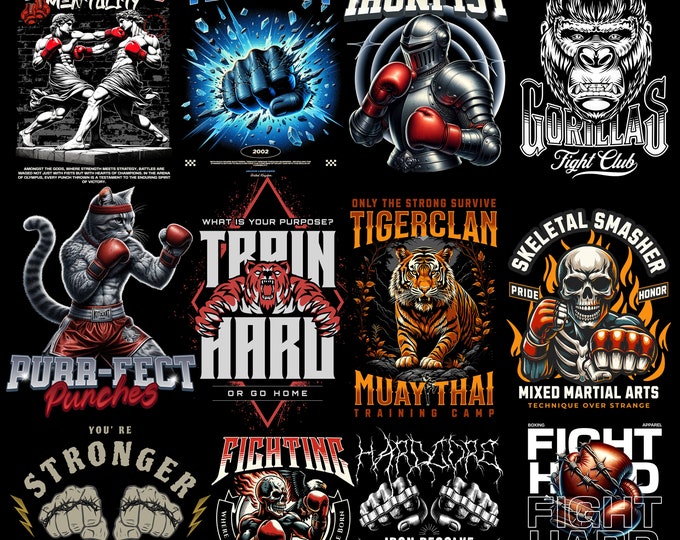 Boxing Trending T-shirt Design PNG File Bundle, Premium Quality ...