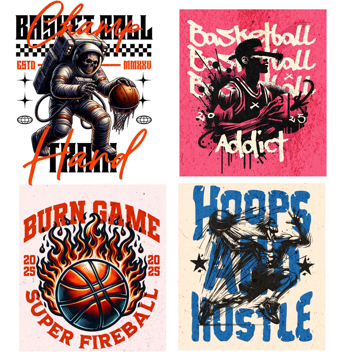 Vintage Basketball T-shirt Design Bundle PNG – Retro Streetwear ...