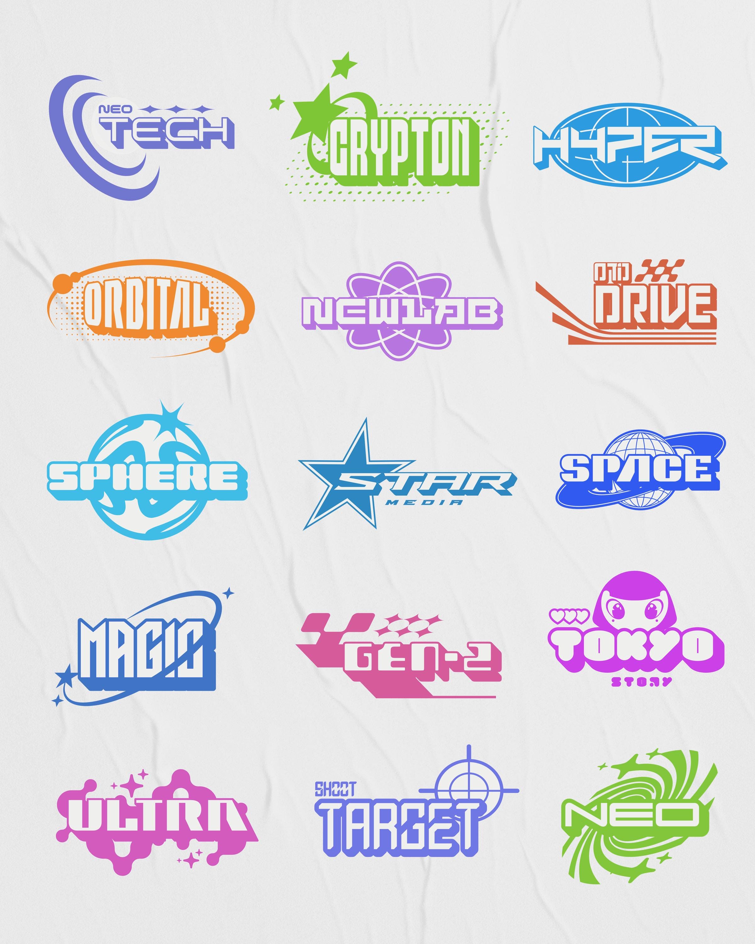 Y2k Chrome | Neon Flash Y2k | Logo Design Custom - Etsy