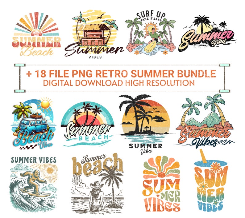 Trendy Summer Designs Png, Summer Beach Bundle Png, Summer Vibes - Etsy
