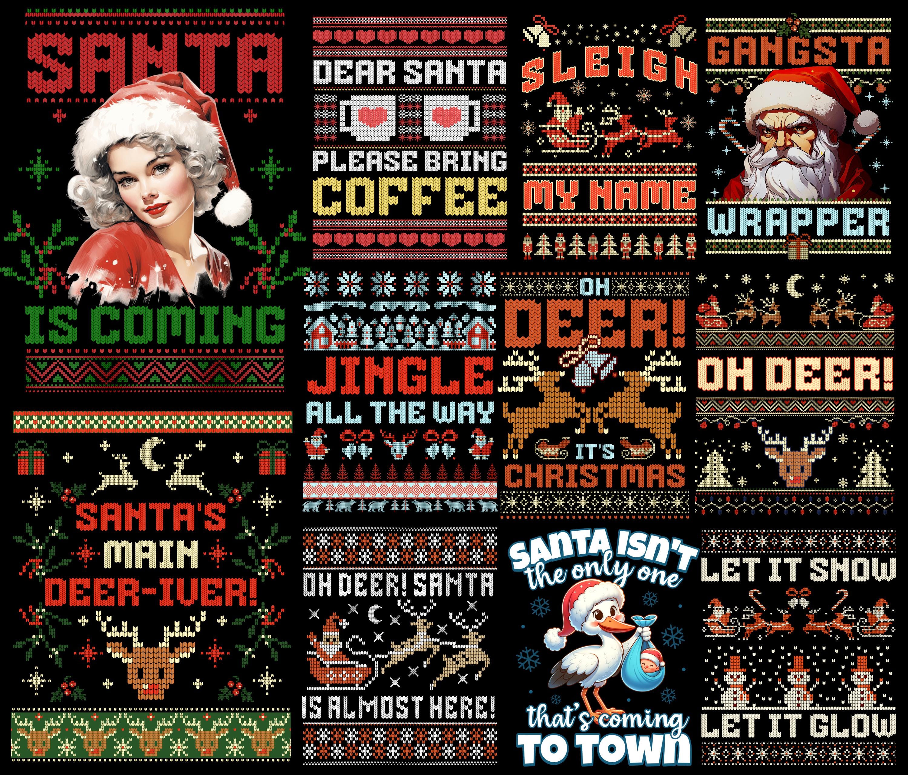 100+ Christmas Ugly Sweater PNG Bundle | Holiday Graphics DIY Projects ...