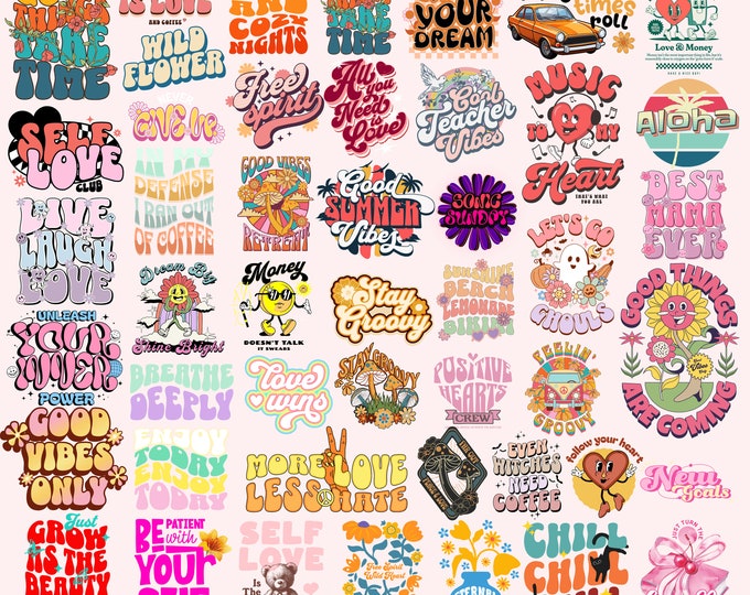 Retro Groovy Characters Bundle PNG, Funky Digital Graphics,summer Png ...