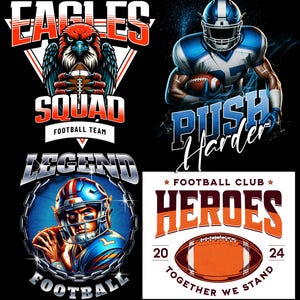 Team Logo Football. American Football Design Bundle T-shirt PNG, Unique ...
