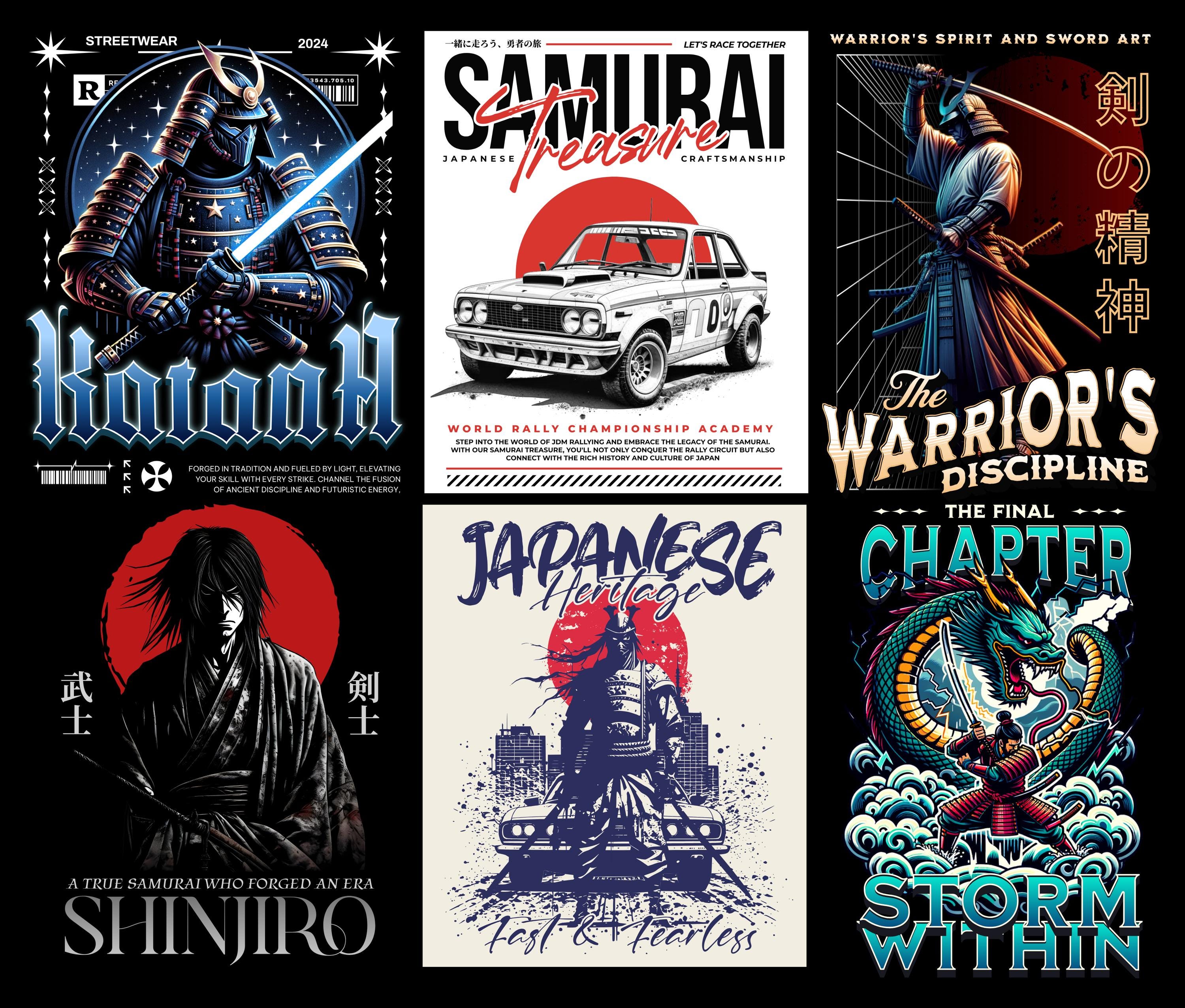 Japanese Design Bundle: Samurai Designs - Streetwear T-shirts - Urban ...