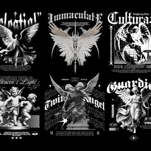 Urban Angel Streetwear Monochrome PNG Designs Bundle - High-resolution ...