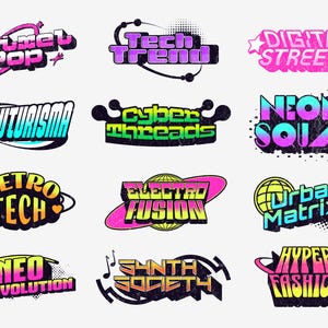 Y2k Chrome | Neon Flash Y2k | Logo Design Custom - Etsy