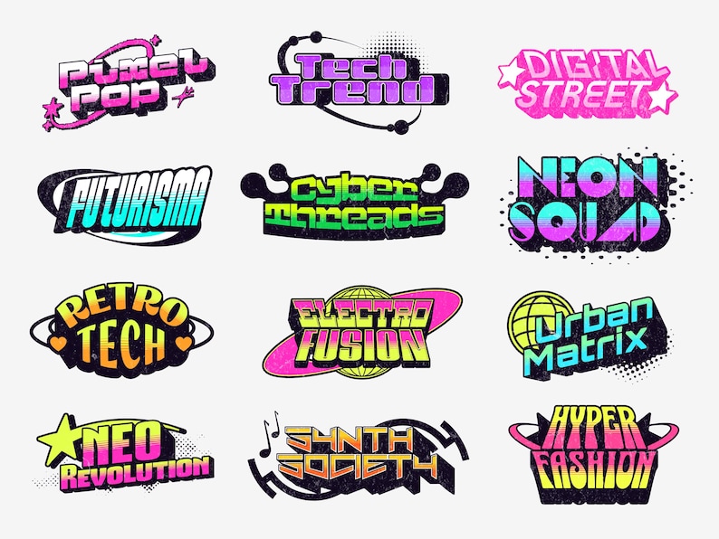 Y2k Chrome | Neon Flash Y2k | Logo Design Custom - Etsy